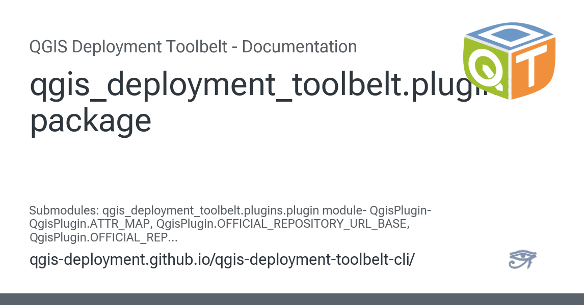 qgis_deployment_toolbelt.plugins package - QGIS Deployment Toolbelt 0. ... qgis_deployment_toolbelt.plugins package - QGIS Deployment Toolbelt 0. ...