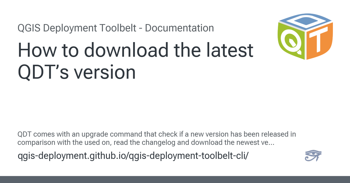 How to download the latest QDT’s version - QGIS Deployment Toolbelt 0. ... How to download the latest QDT’s version - QGIS Deployment Toolbelt 0. ...