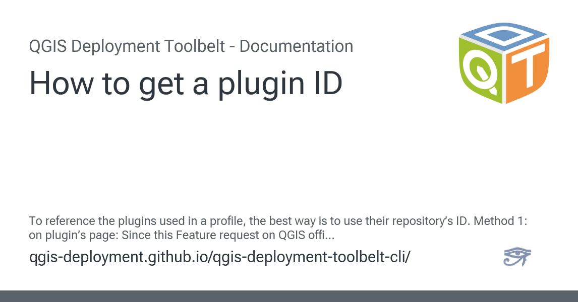 How to get a plugin ID - QGIS Deployment Toolbelt 0.39.2 documentation