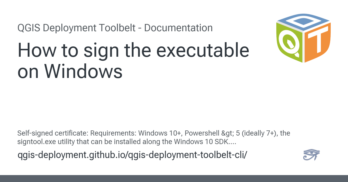 How to sign the executable on Windows - QGIS Deployment Toolbelt 0.39.2 ...